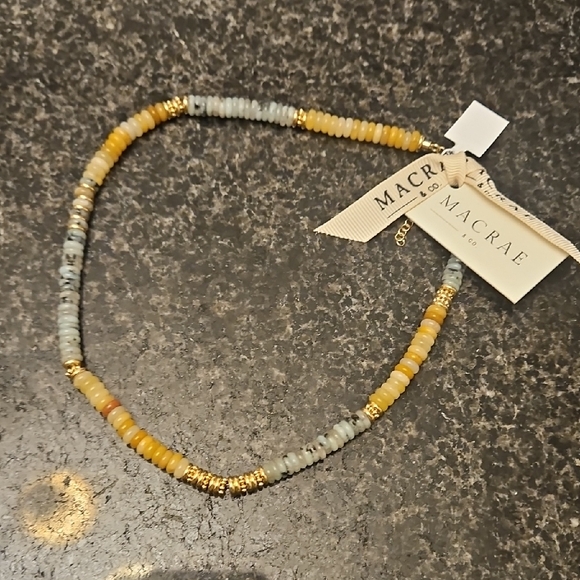 Jewelry | Nwt Macrae Gold Blue Yellow Beaded Necklace | Poshmark